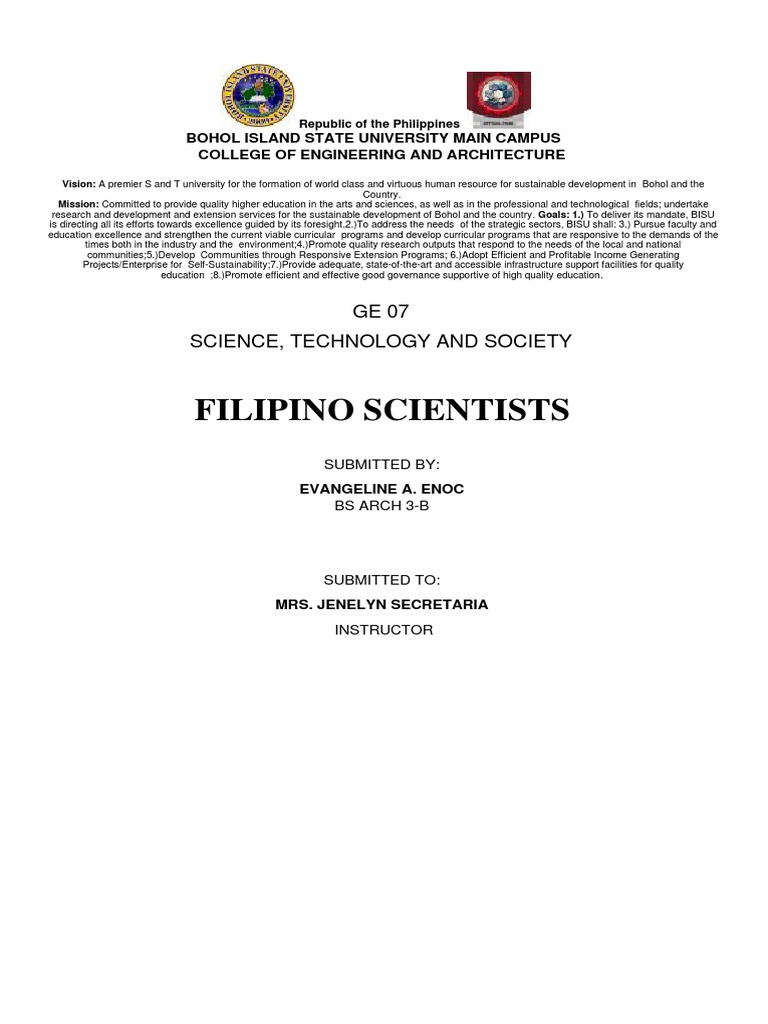 Filipino Scientists: GE 07 Science, Technology and Society | PDF