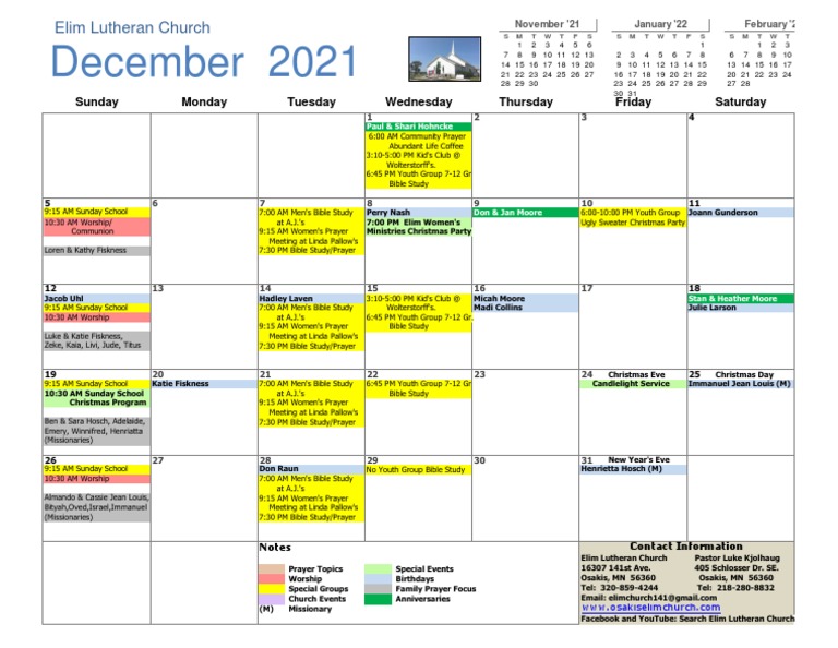 2021 December Calendar | PDF | Protestant Denominational Families ...