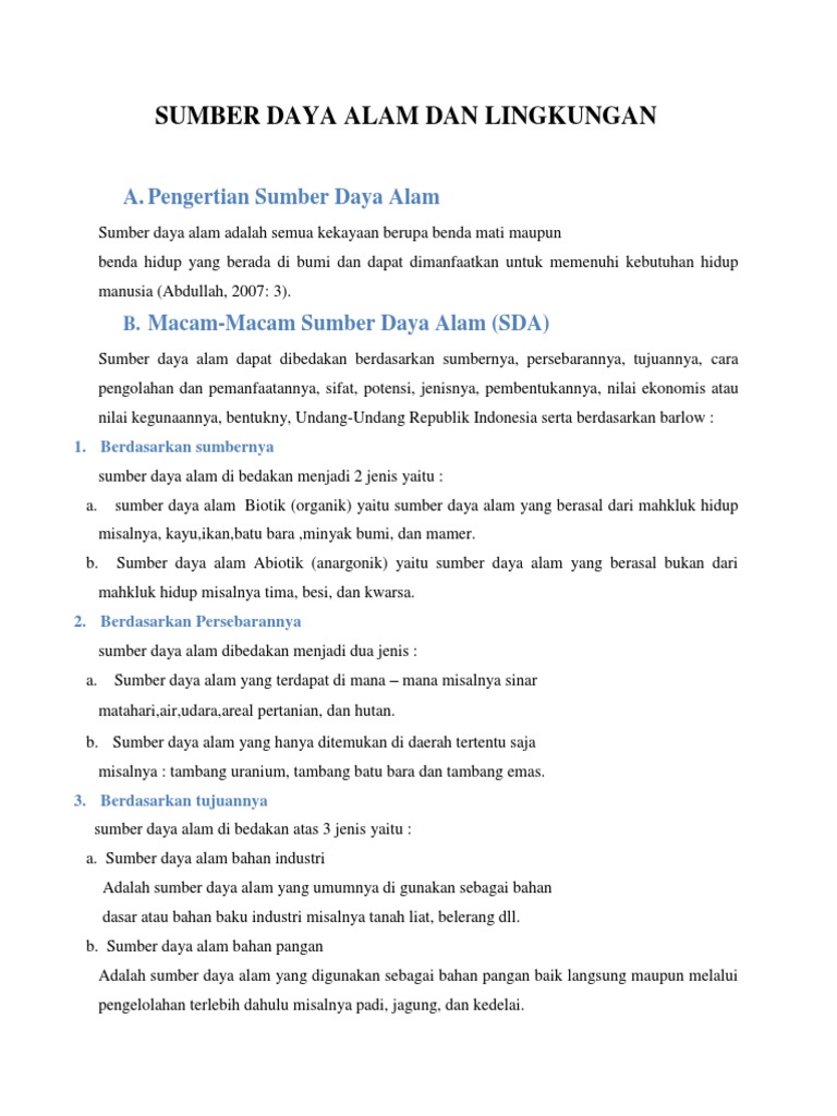 SDA Dan Lingkungan | PDF