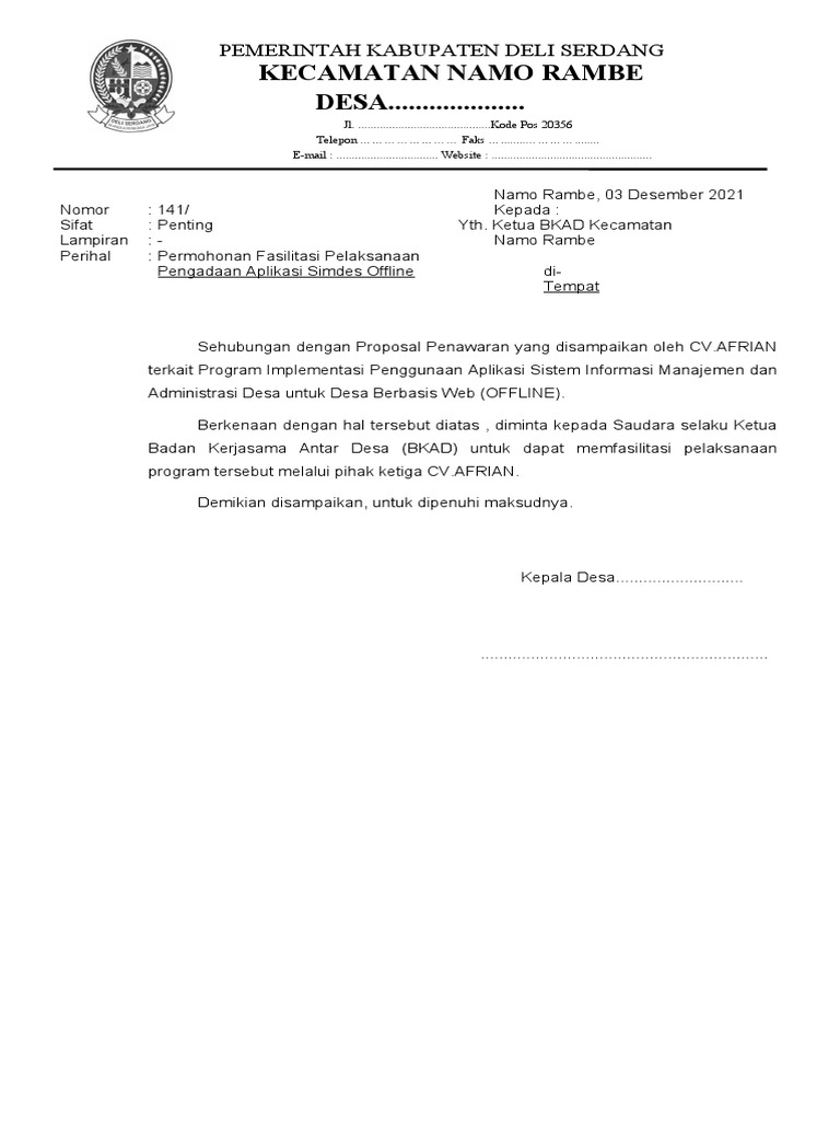 Permohonan Aplikasi Simdes Offline | PDF