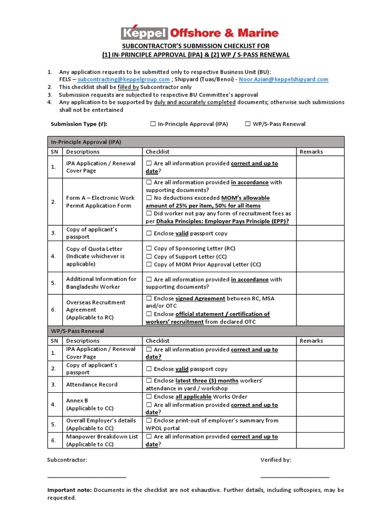 Checklist For IPA & Renewal Application | PDF | Government | Government ...