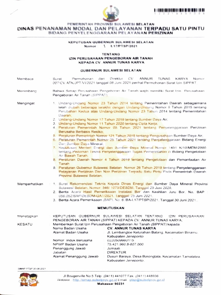 Cv. Annur Tunas Karya (Sippat) 1 Jul 2021 | PDF