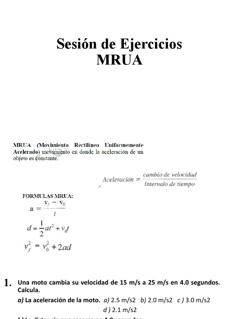 Ejercicios de Mrua | PDF