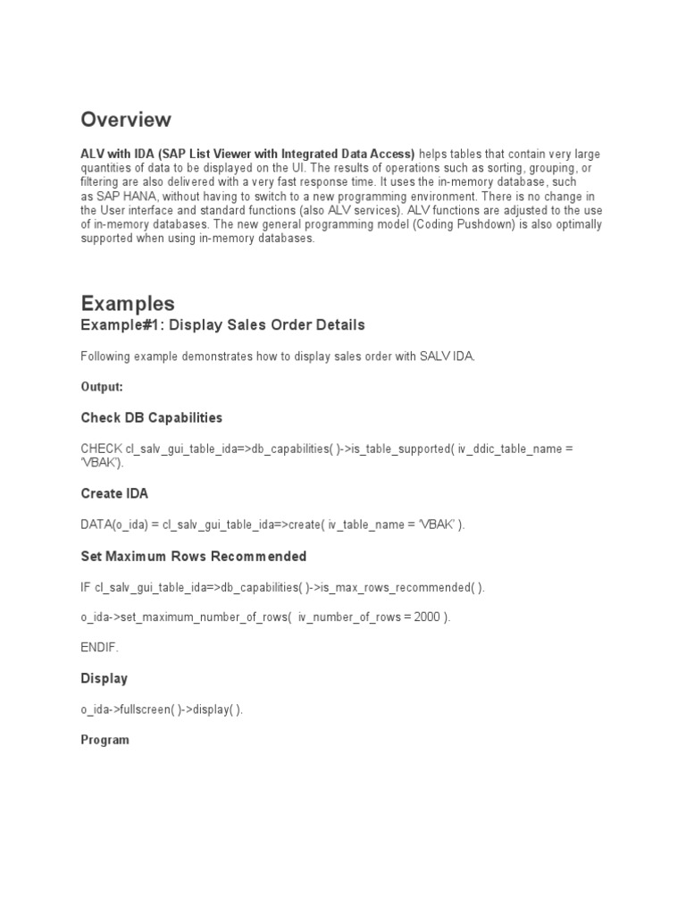 ALV With IDA (In Detail) | PDF | Method (Computer Programming) | Class (Computer Programming)