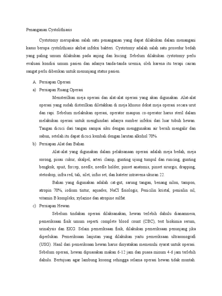 Penanganan Cystolithiasis | PDF