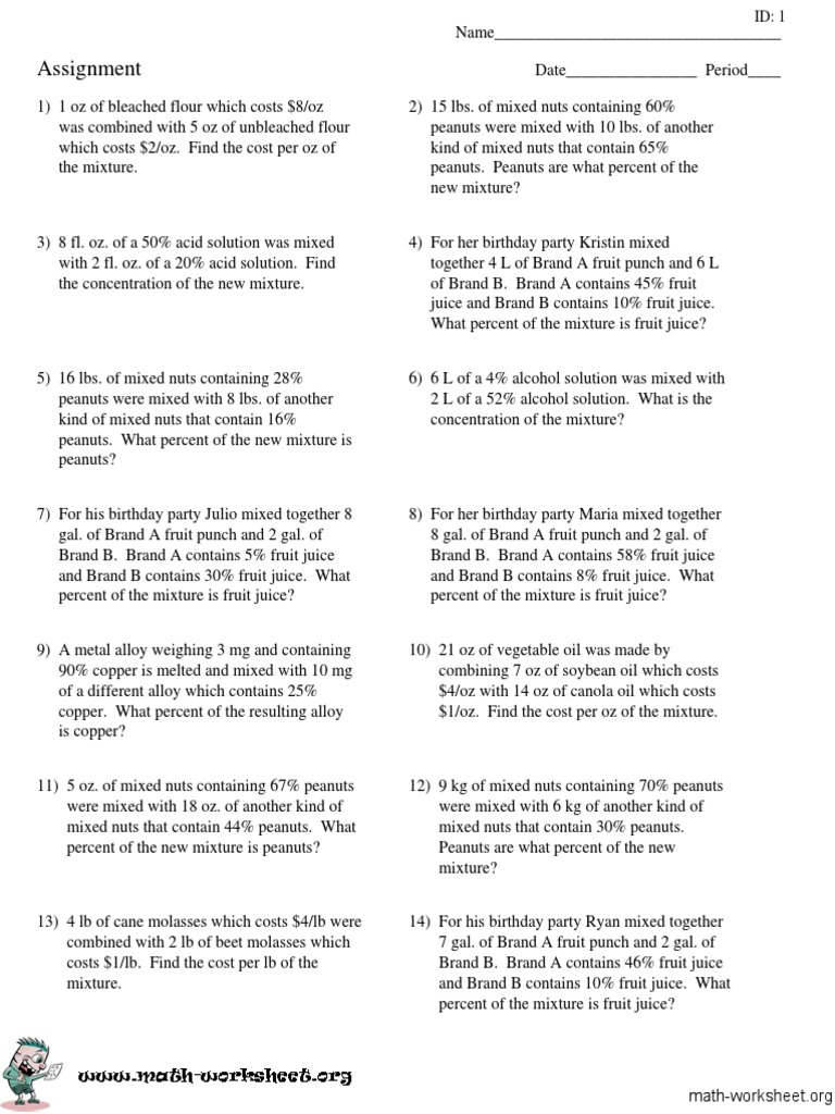 Mixture Word Problems and Solutions | PDF | Copper | Alloy