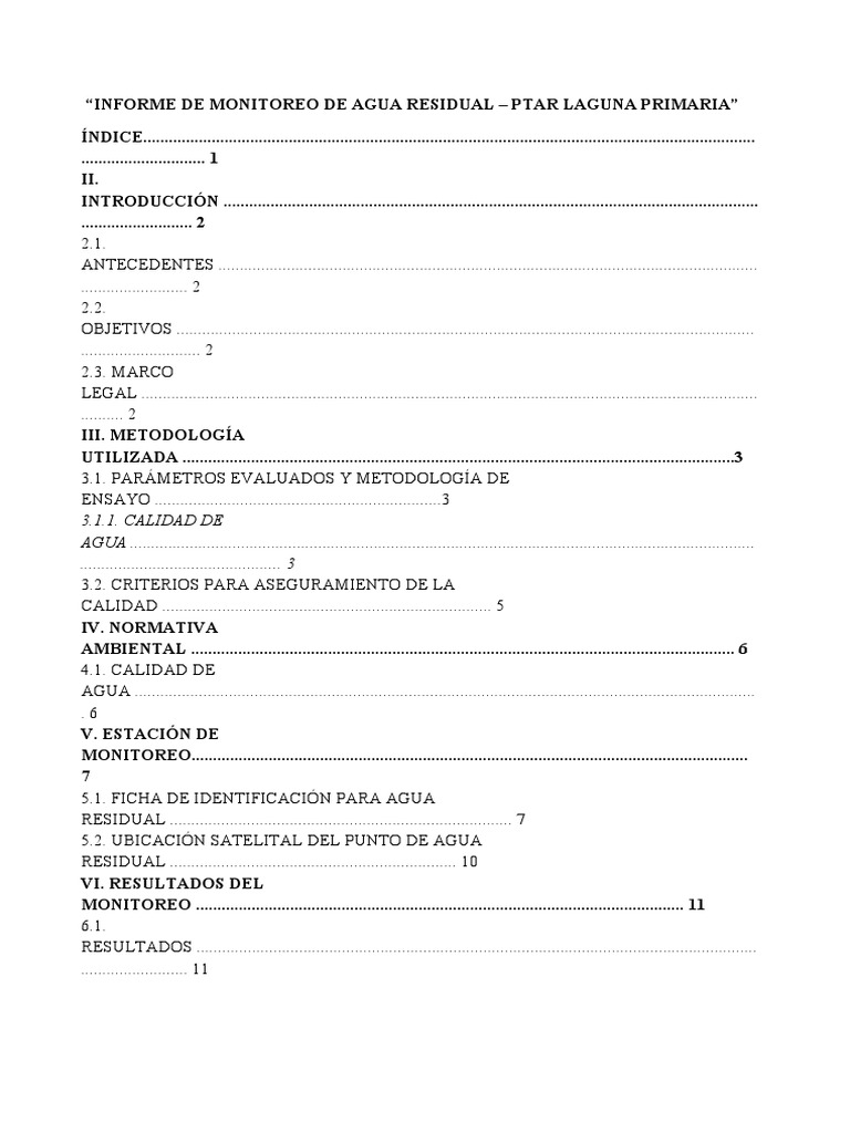 Informe de Monitoreo de Agua Residual | PDF | Agua | Química