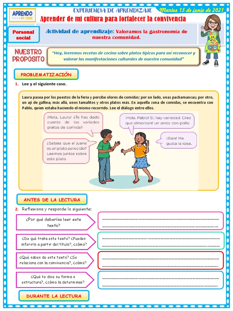 DIA 2 Valoramos La Gastronomía de Nuestra Comunidad. | PDF ...