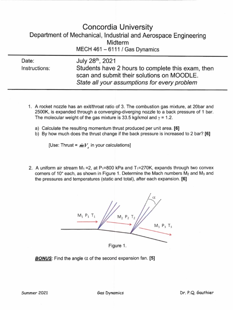 S2021 Midterm Solutions | PDF | Mach Number | Compressible Flow