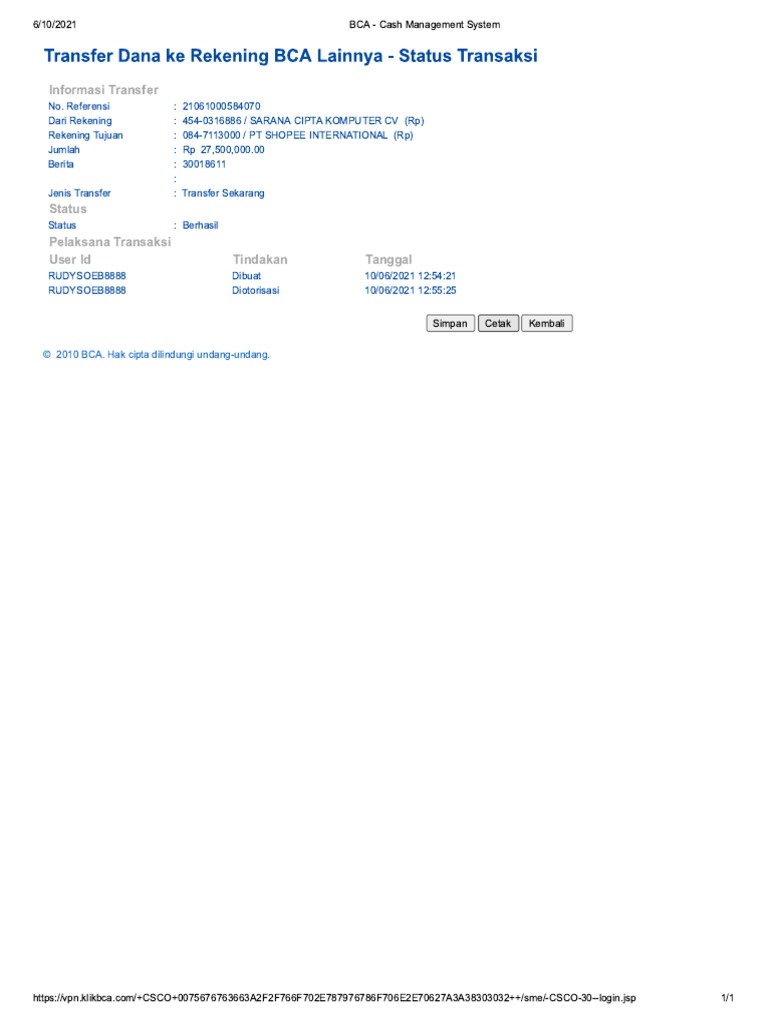 BCA - Cash Management System | PDF
