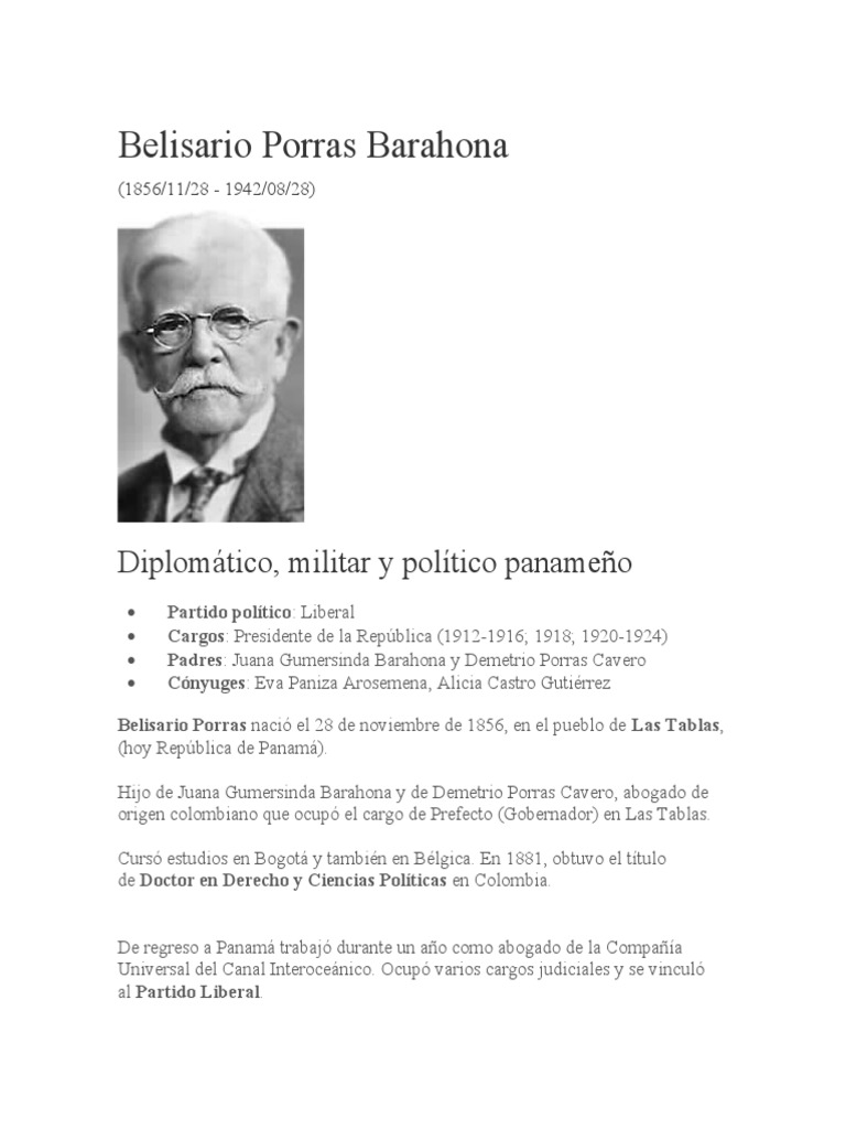 Belisario Porras Barahona | PDF | Gobierno | Panamá