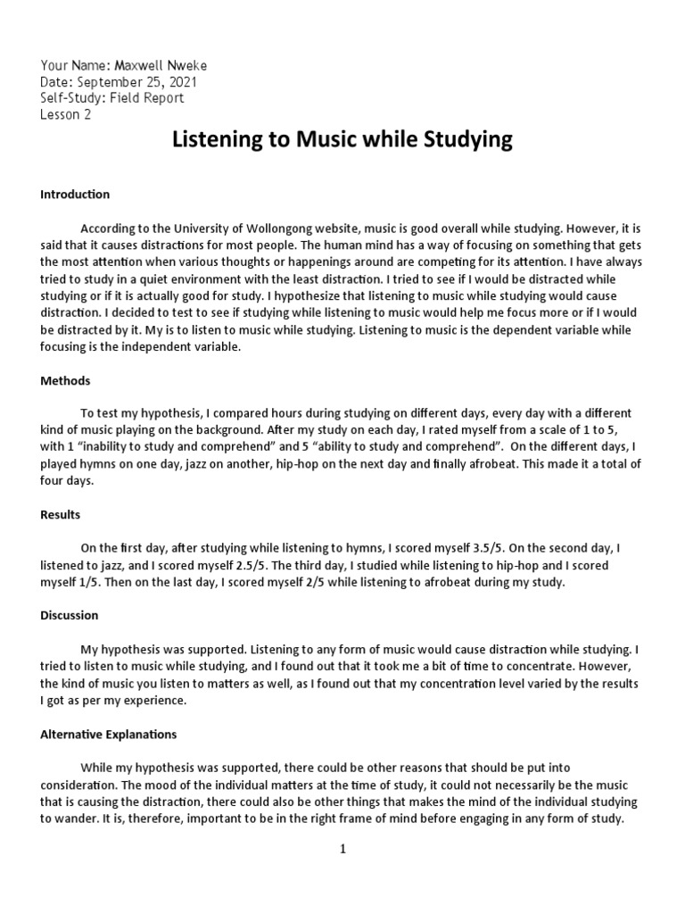 Maxwell Nweke - W02 Field Report (Self Study) | PDF | Hypothesis | Neuropsychological Assessment