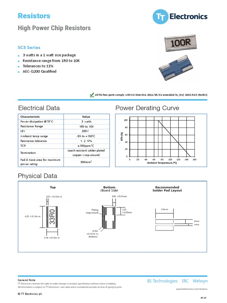 High Power Chip Resistors | PDF | Electrical Engineering | Electricity