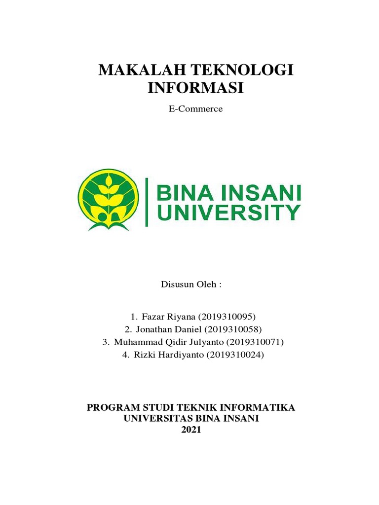 Makalah E-Commerce Mahasiswa | PDF | Karier & Perkembangan | Komputer
