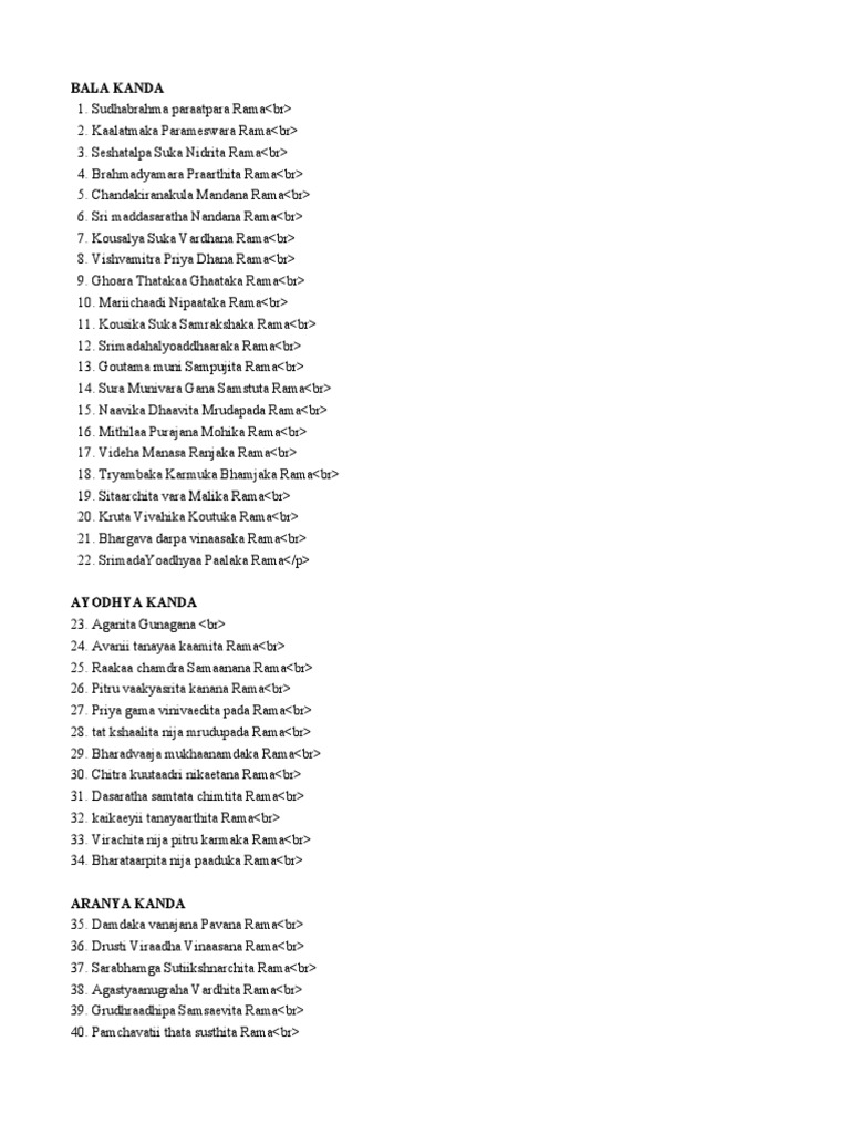 EntireRamayana 108NamesOfRama | PDF | Ramayana | Epic Poems