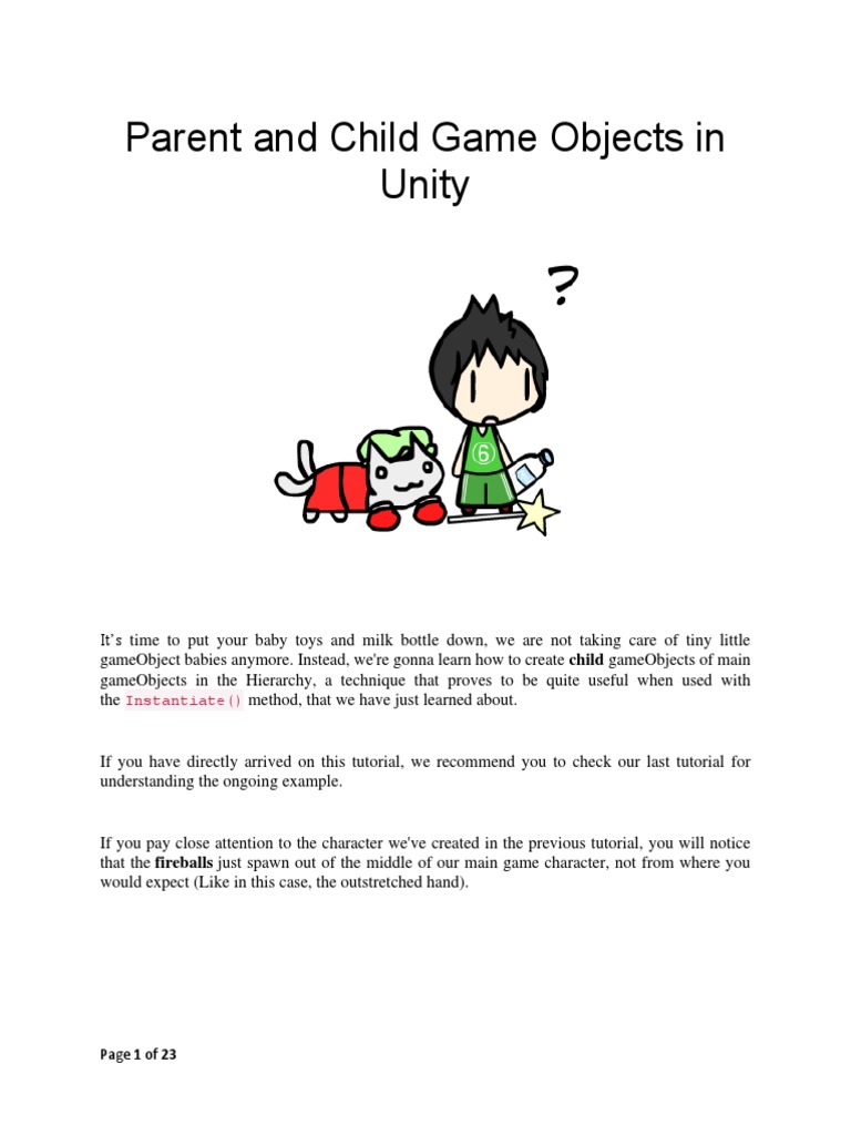 Parent and Child Game Objects in Unity | PDF | Parameter (Computer ...
