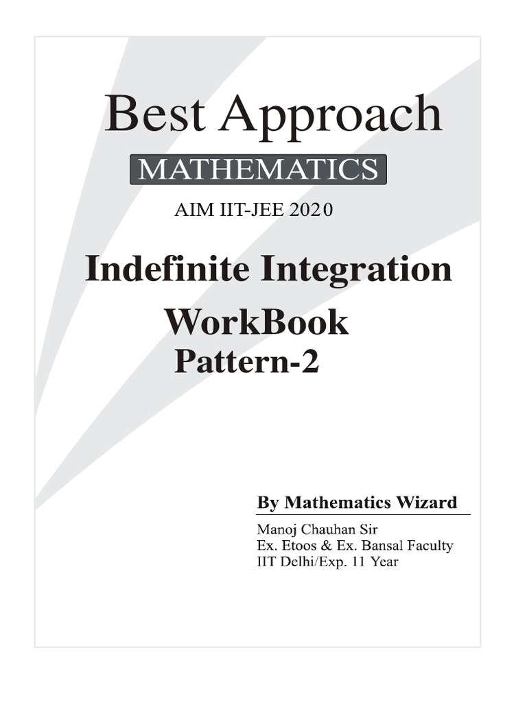 Indefinite Integration - Workbook Pattern 2 | PDF | Mathematical ...