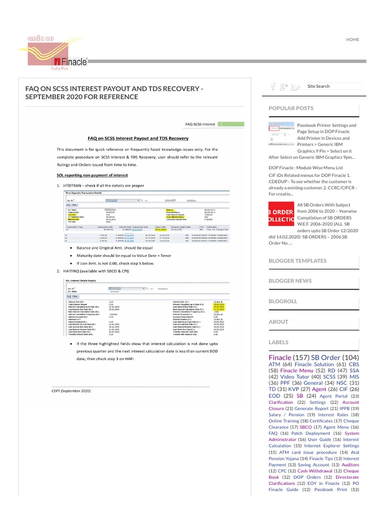 FAQ On SCSS Interest Payout and TDS Recovery - September 2020 Fo | PDF | Cheque | Personal ...
