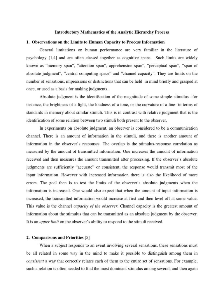 Saaty Into To Ahp Mathematics | PDF | Eigenvalues And Eigenvectors ...