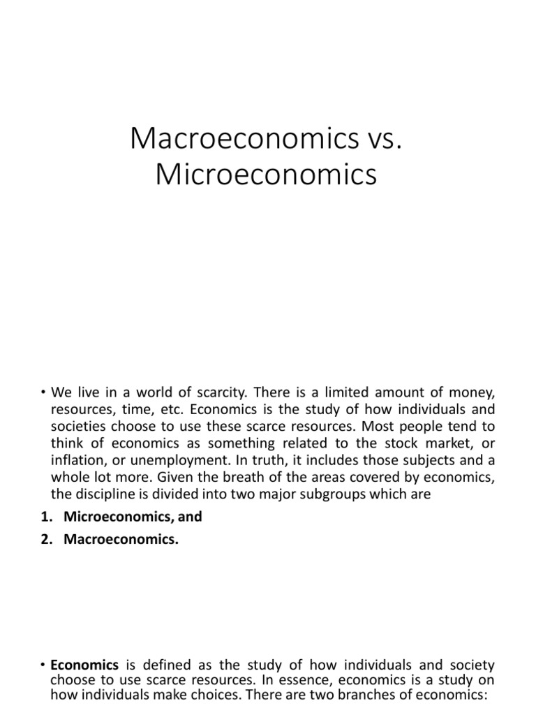 Macroeconomics Vs Microeconomics Download Free Pdf Economics