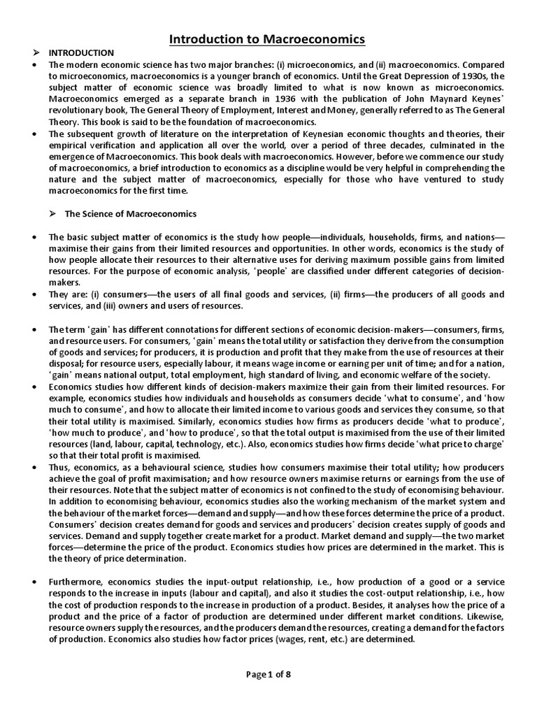 01 Introduction To Macroeconomics | PDF | Economics | Macroeconomics