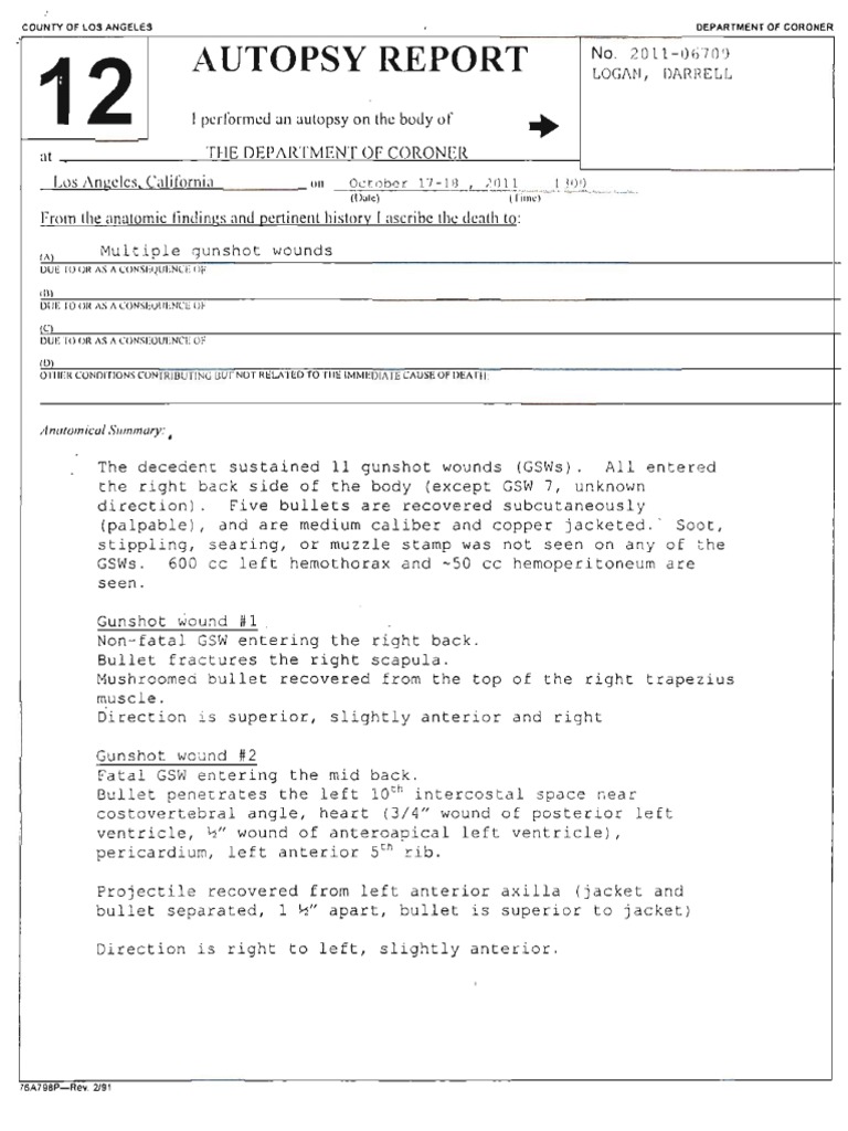 The Autopsy Report Here. | PDF