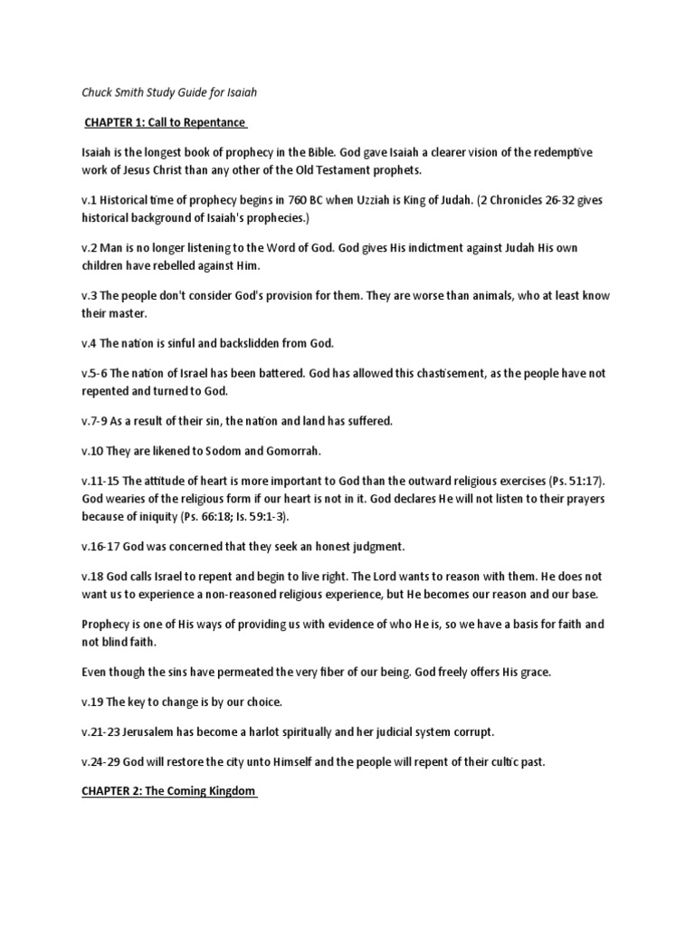 Chuck Smith Study Guide For Isaiah | PDF | Jesus | Isaiah