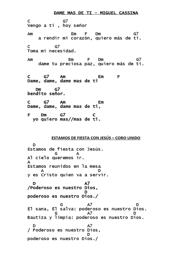 Acordes Dame Mas de Ti | PDF