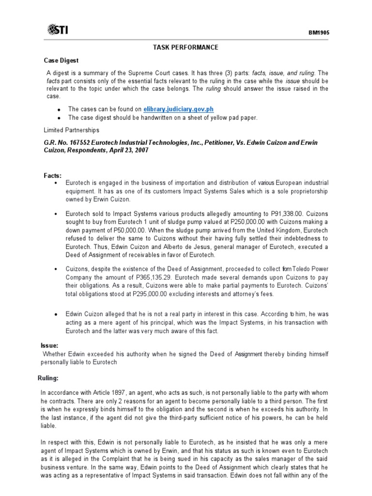 Facts Part Consists Only of The Essential Facts Relevant To The Ruling ...