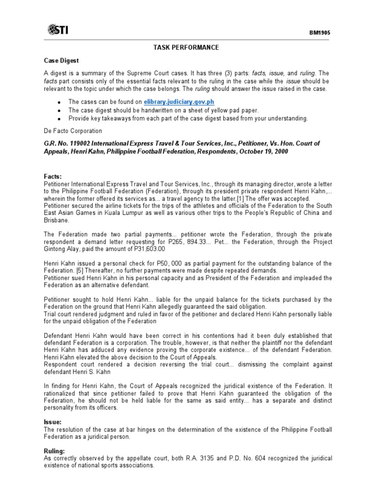 Facts Part Consists Only of The Essential Facts Relevant To The Ruling ...