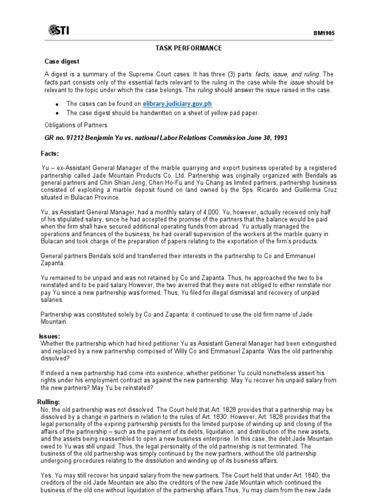 02 Task Performance 1 | PDF | Liquidation | Partnership