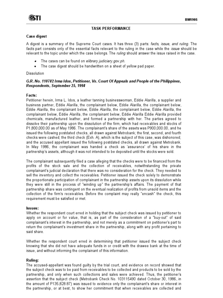 03 Task Performance 1 | PDF | Partnership | Interest