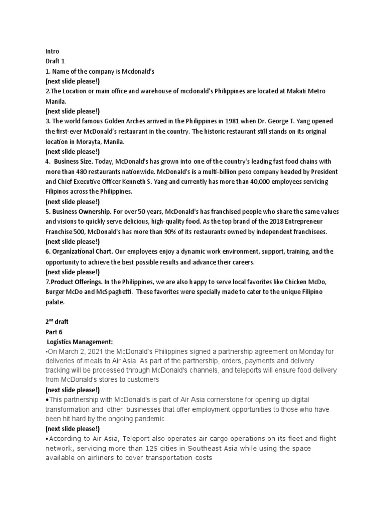 Script Mcdo | PDF | Mc Donald's | Economies