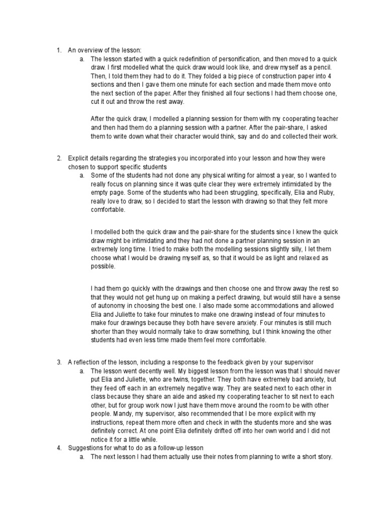 Personification Lesson Plan Overview | PDF | Cognition