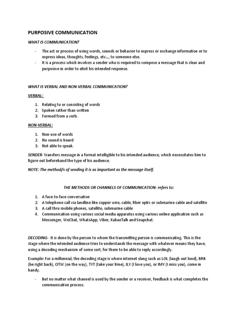 Purposive Communication | PDF | Communication | Human Communication