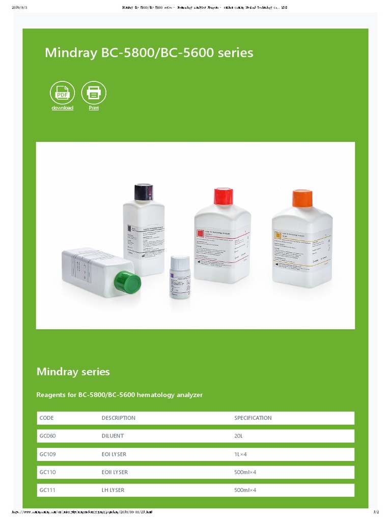 Mindray BC-5800/BC-5600 Series | PDF