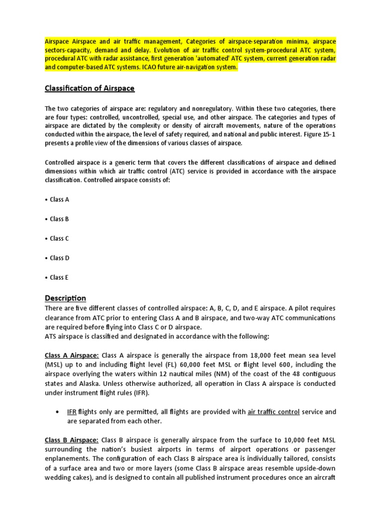 Classification of Airspace | PDF | Instrument Flight Rules | Visual ...