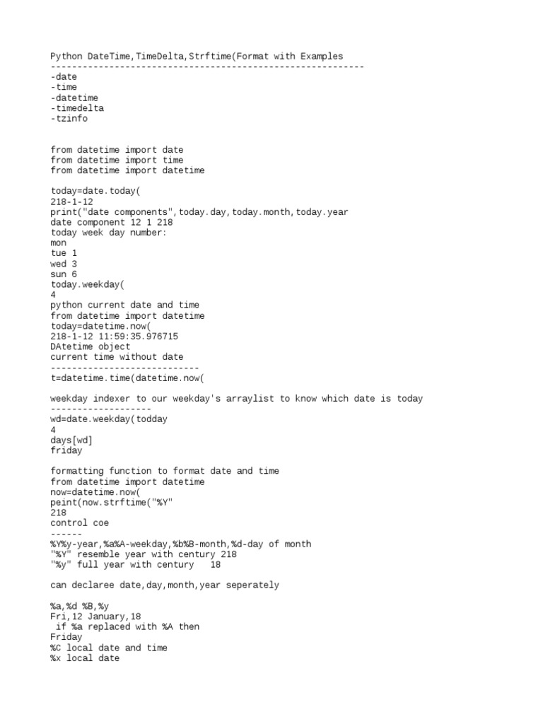 Python DateTime and TimeDelta Guide | PDF | Teaching Methods & Materials | Computers