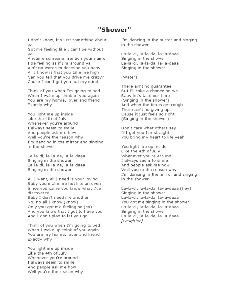 Shower Song Lyrics | PDF