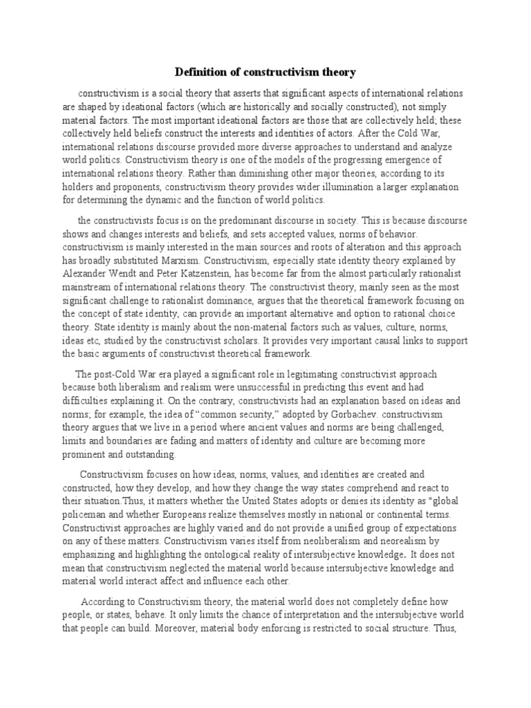 Definition of Constructivism Theory | PDF | Human Nature ...
