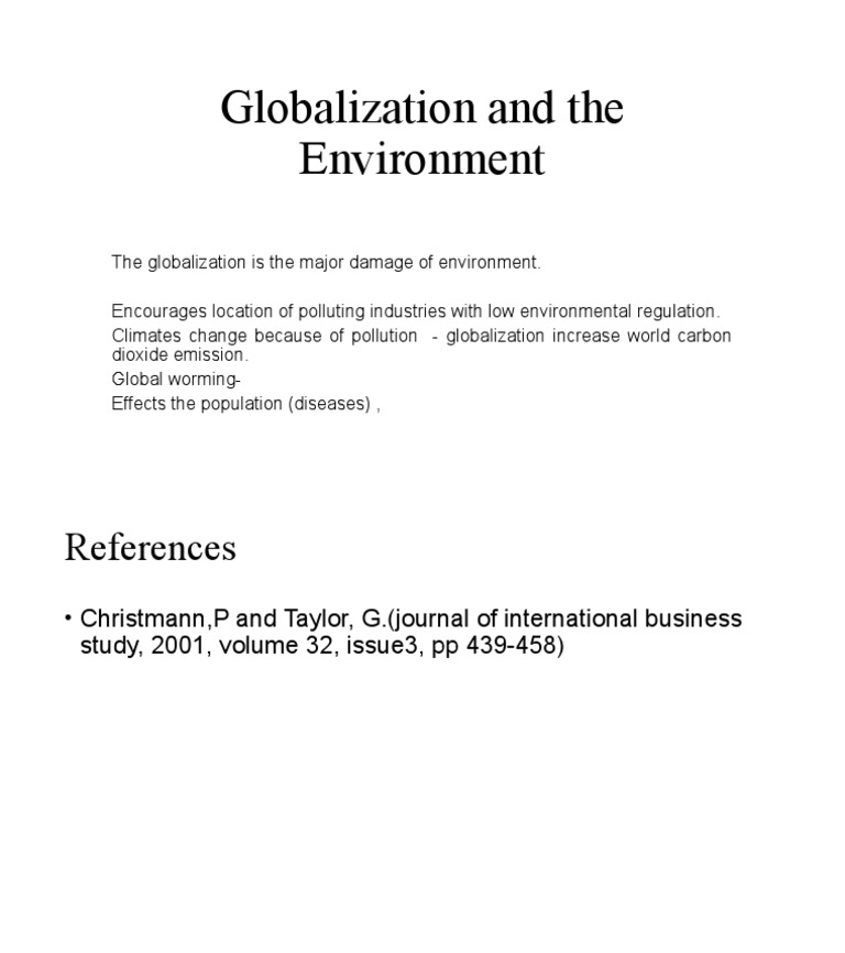 Globalization and The Environment | PDF