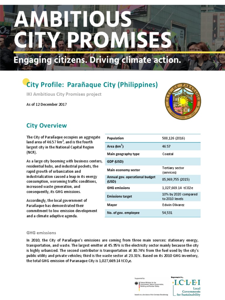 City Profile: Parañaque City (Philippines) | PDF | Climate Change ...