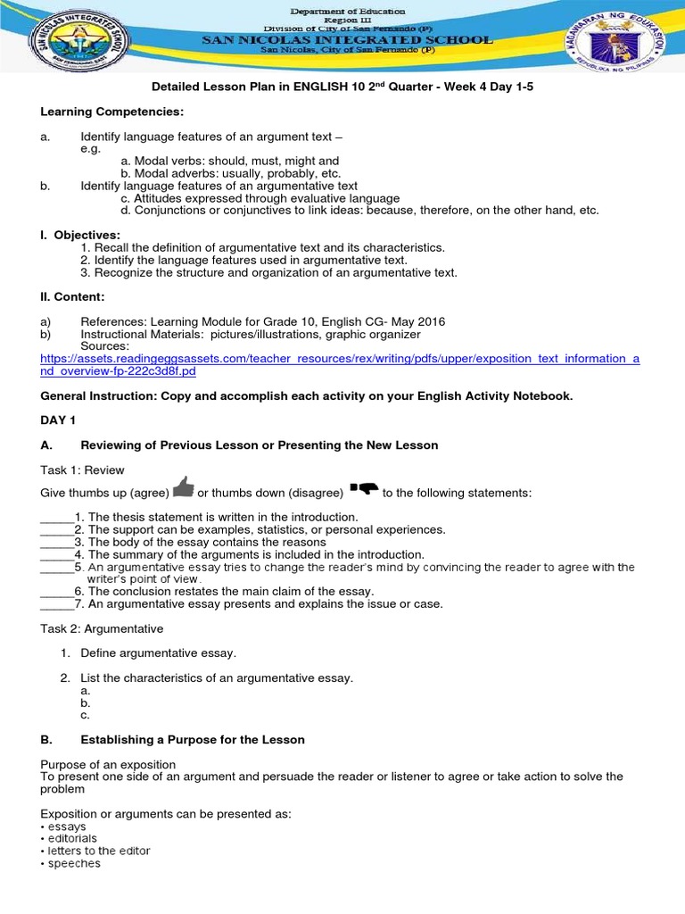 Developing Strong Arguments: An In-Depth Lesson on the Language Features and Structure of ...