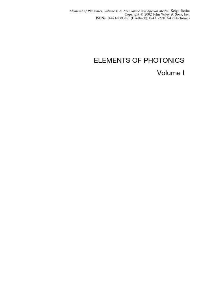 4 - Elements of Photonics - Vol 1 | PDF | Polarization (Waves) | Laser