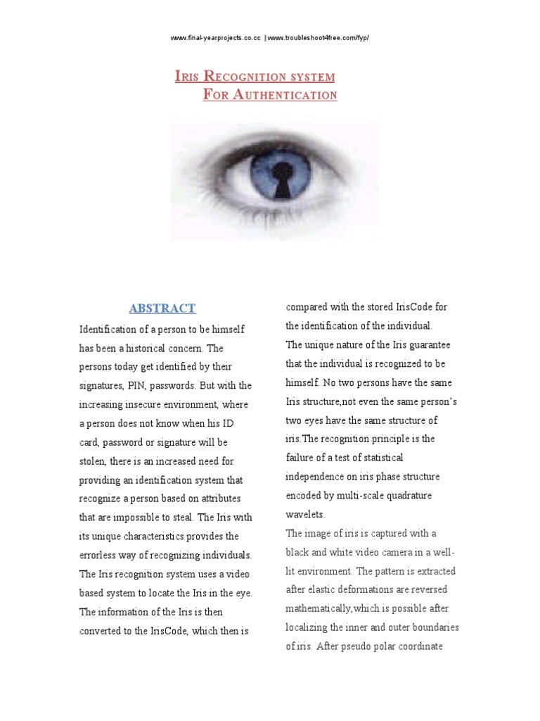 Iris Recognition System | PDF | Biometrics | Optics