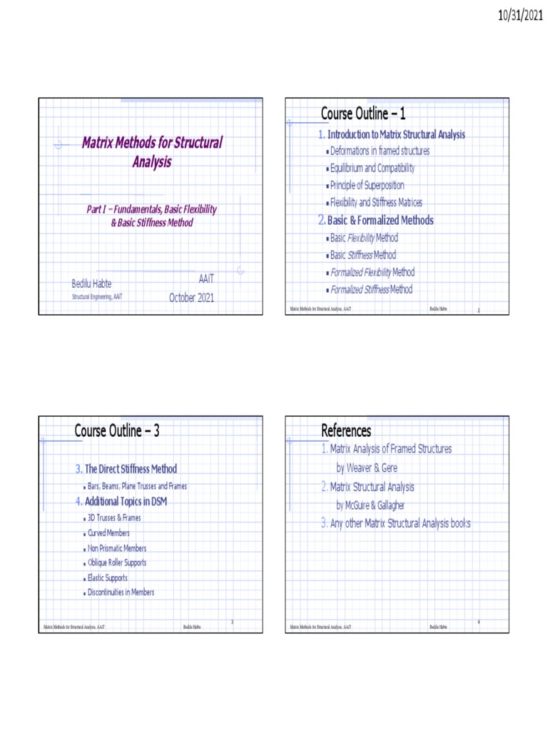 Matrix Methods for Structural Analysis Course Outline | PDF ...