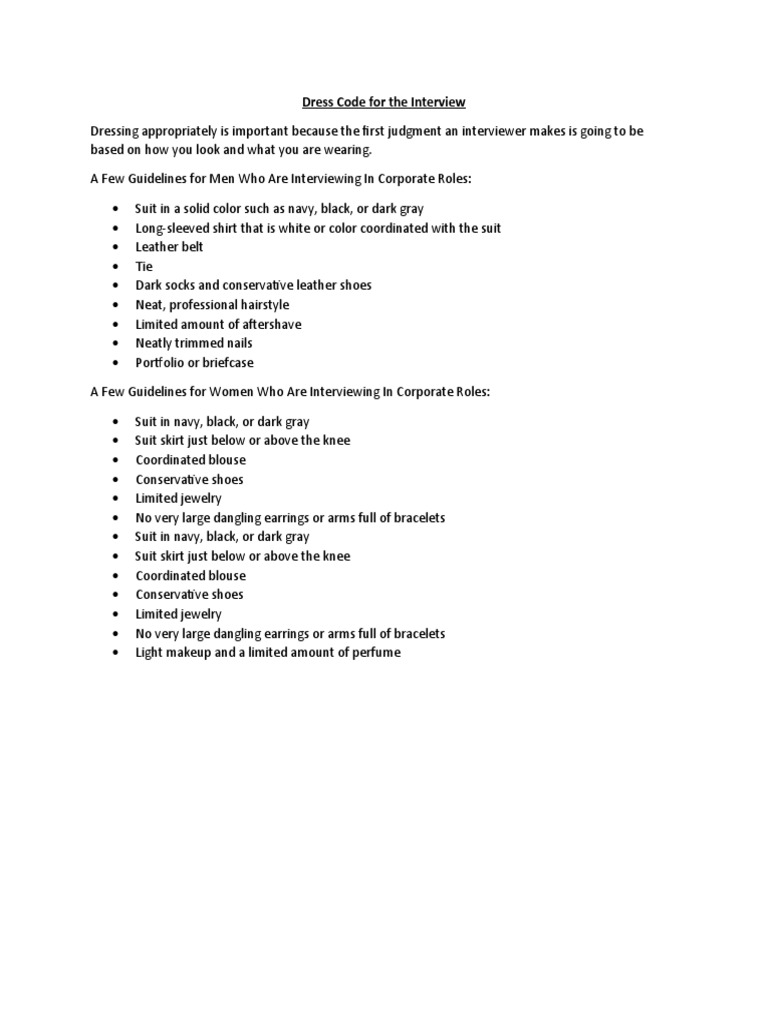 Dress Code For Interview | PDF | Career & Growth | Self-Improvement