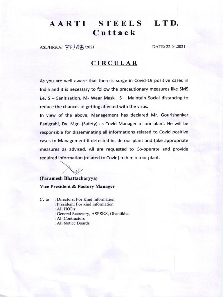 Circular - Covid Manager | PDF | Science & Mathematics