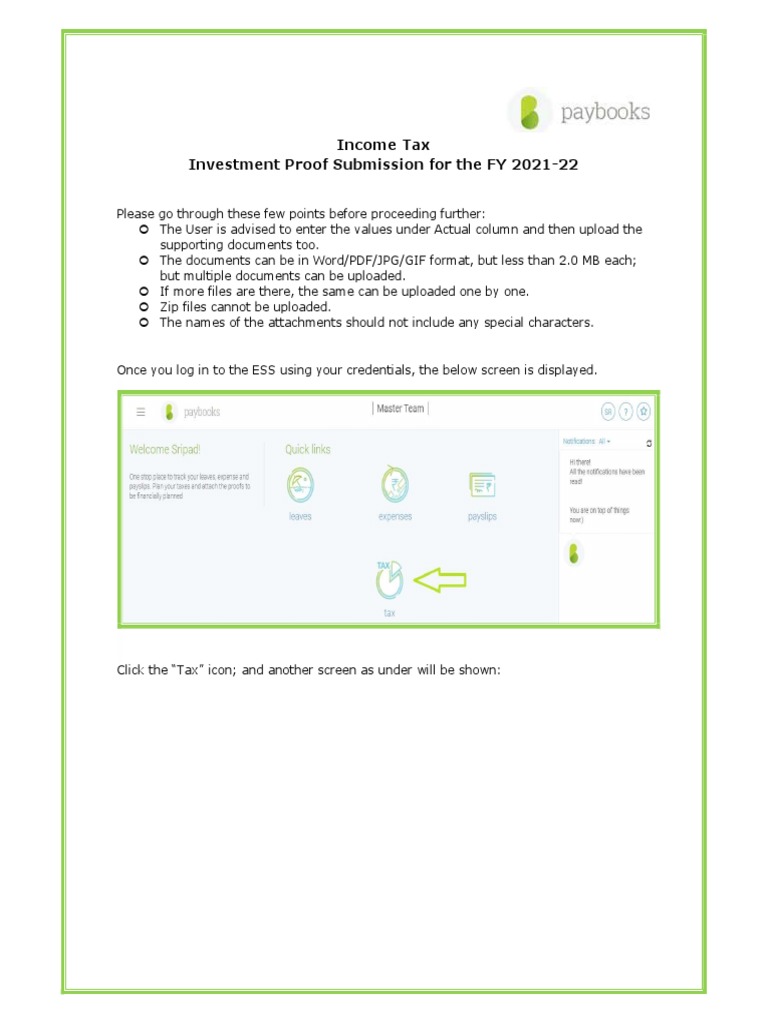 Income Tax Investment Proof Submission For The FY 2021-22 | PDF | Taxes ...