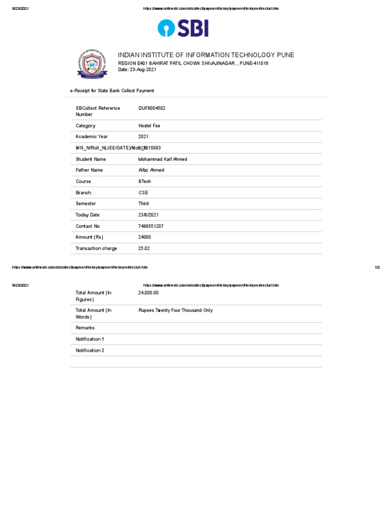 Hostel Fees Payment Receipt | PDF | Trade | Market (Economics)